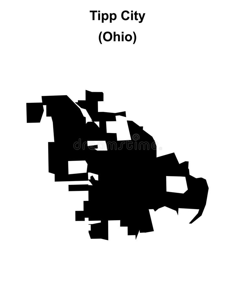Tipp City outline map stock vector. Illustration of blank - 357494159