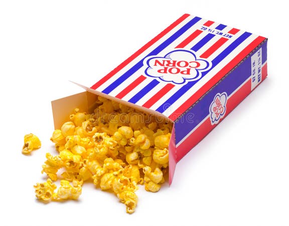 Tipped Box of Popcorn stock image. Image of crunchy - 244910109