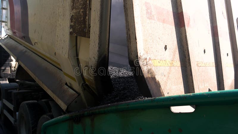 Tipper with asphalt. stock footage. Video of industry - 80101130