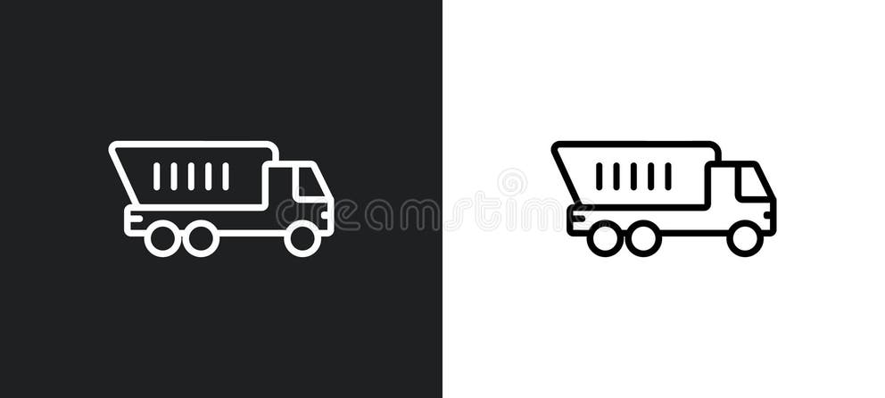 Tipper Outline Icon in White and Black Colors. Tipper Flat Vector Icon ...