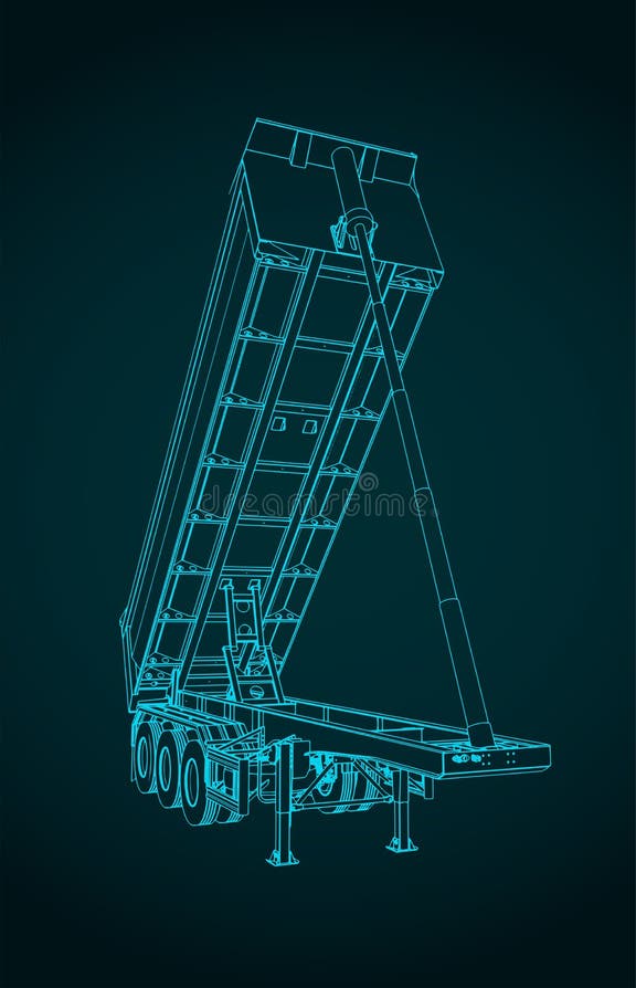 Tipper Semi Trailer Drawing Stock Vector - Illustration of commercial ...