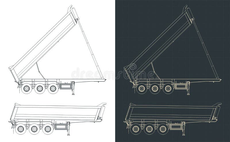 Tipper Semi Trailer Drawings Stock Vector - Illustration of freight ...