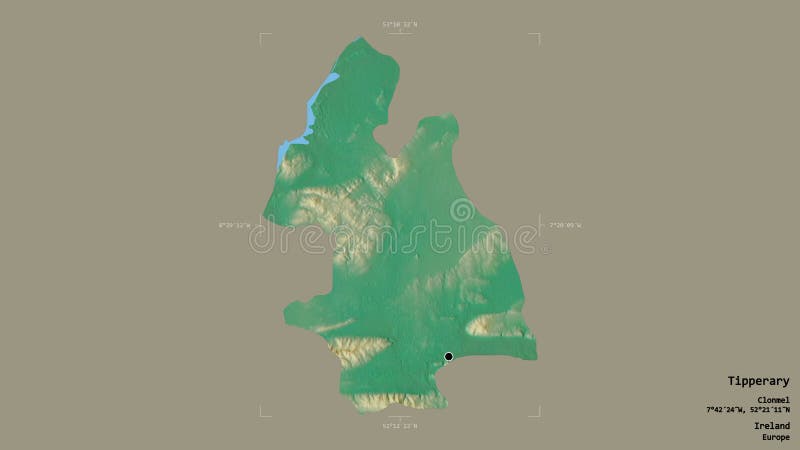 Tipperary - Ireland. Bounding Box. Relief Stock Illustration ...