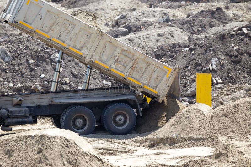 Tipping Truck at Construction Site Stock Photo - Image of build ...