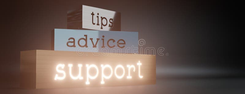 Tips, Advice, Support - Block Shapes and Glow Effect Stock Illustration ...
