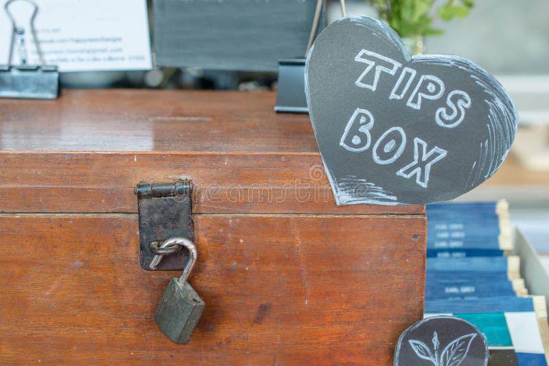 The Tips Box for Good Service in Restaurant. Stock Photo - Image of ...