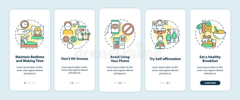Tips for Building Morning Routine Onboarding Mobile App Screen Stock ...