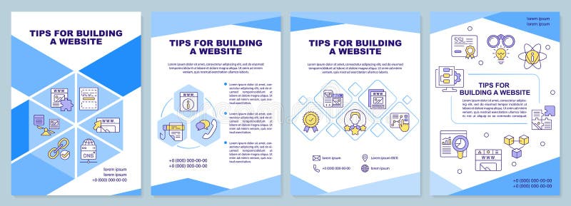 Tips for Building Website Blue Brochure Template Stock Vector ...