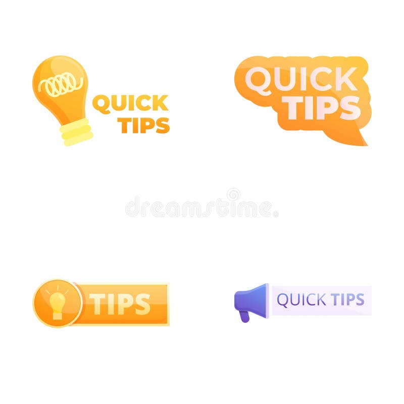 Tips Icons Set Cartoon Vector. Quick Tips Badge Emblem Label and ...