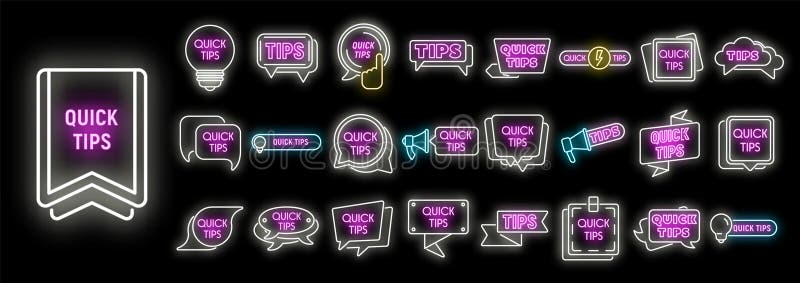 Tips icons set vector neon stock vector. Illustration of trick - 312169299
