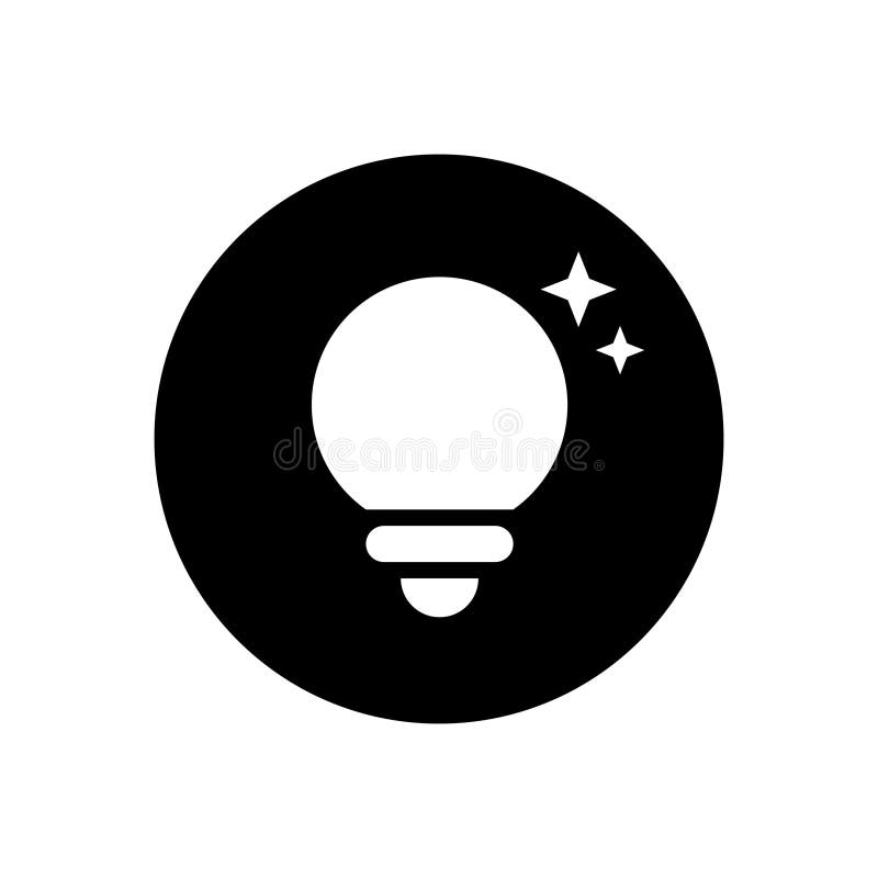 Tips Light Bulb Icon Vector in Black Circle. Solution, Lamp with Star ...