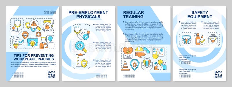 Tips for Minimizing Occupational Injuries Blue Brochure Template Stock ...
