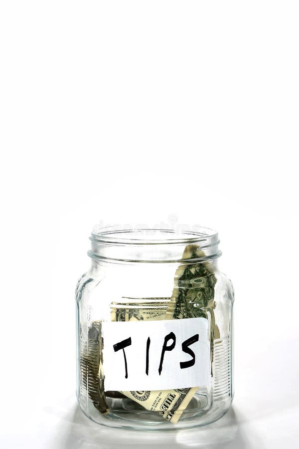 Tips Money Jar with Dollars Stock Image - Image of currency, tips: 85126639