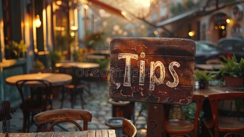 A Tips Sign at a Cafe Terrace Stock Image - Image of city, cafe: 356337193