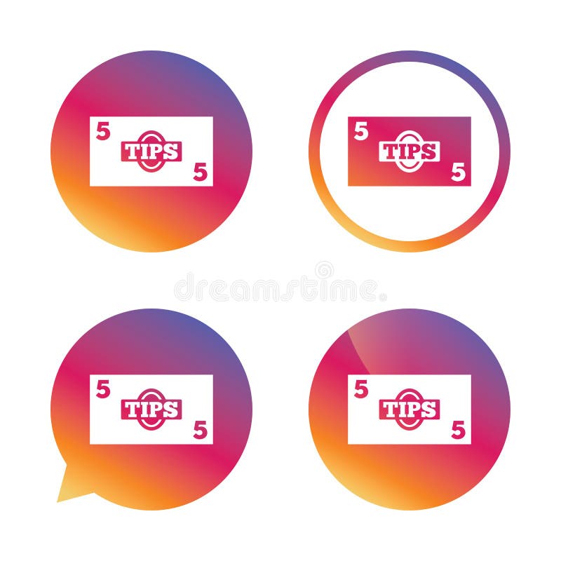 Tips Sign Icon. Cash Money Symbol. . Stock Vector - Illustration of ...