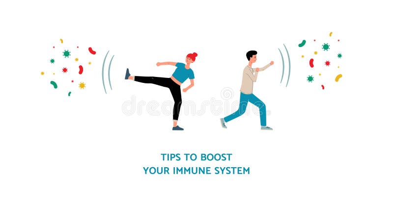 Tips To Boost Immune System with Cartoon People Vector Illustration ...