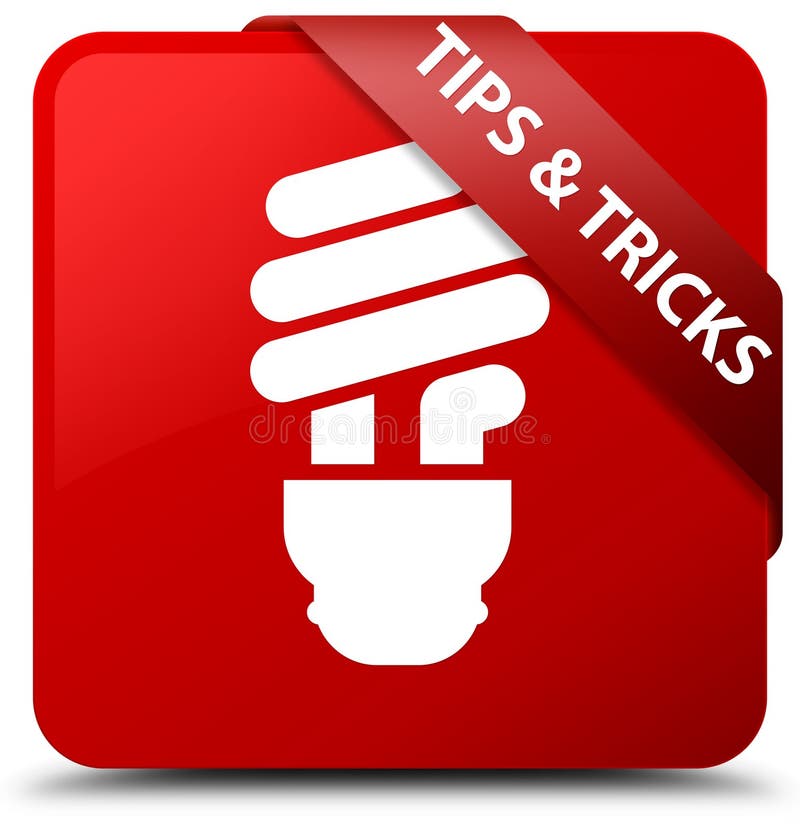 Tips and Tricks (bulb Icon) Red Square Button Red Ribbon in Corn Stock ... Tips and Tricks (bulb Icon) Red Square Button Red Ribbon in Corn Stock ...