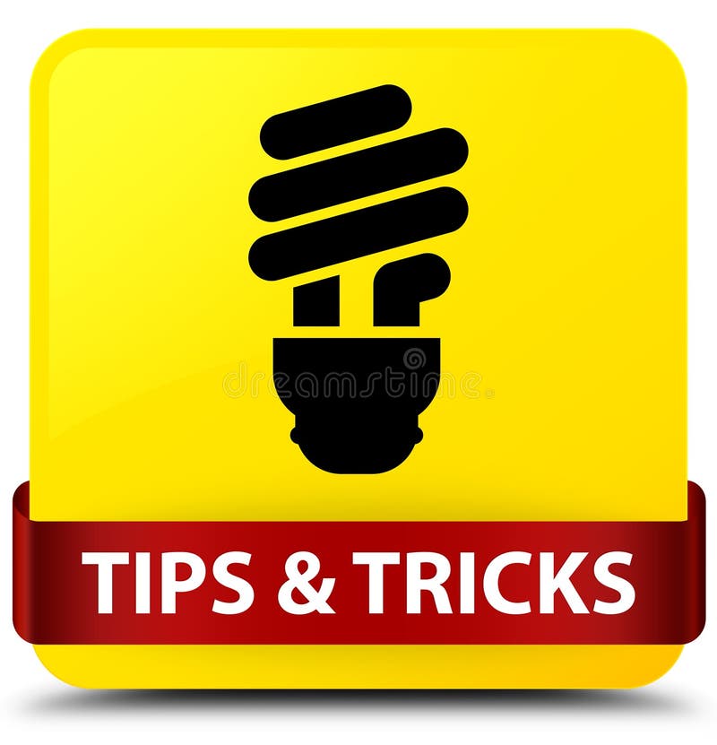 Tips and Tricks (bulb Icon) Yellow Square Button Red Ribbon in M Stock ...