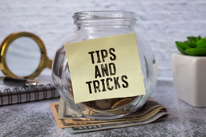 Tips and Tricks Concept on Desktop Workspace with Office Supplies Stock ...