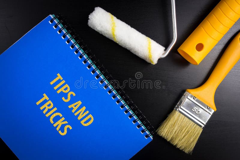 Tips and Tricks Concept Background for Blog. Top View Art Brush Stock ...