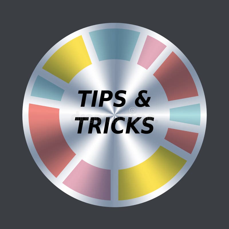 Tips and Tricks Web Button. Vector Round Metallic and Color Icon Stock ...