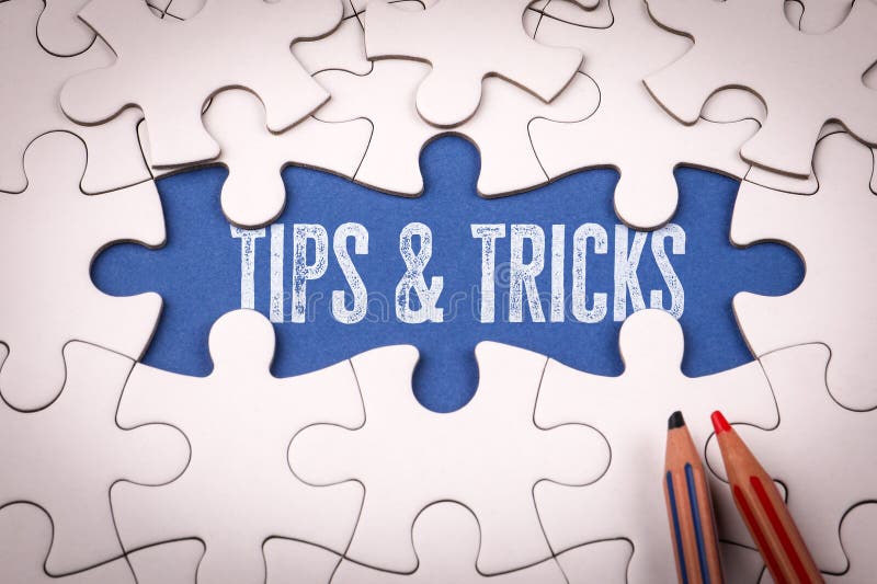 Tips and Tricks. White Puzzle Pieces and Colored Pencils Stock Image ...