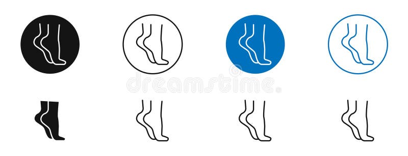 Tiptoe Feet Thin Line Vector Icon Set Stock Vector - Illustration of ...