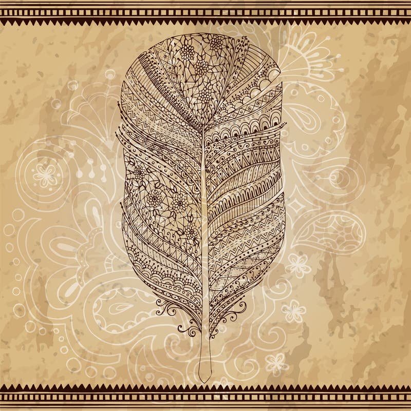 Tirado Artisticamente, Estilizado, Vector Tribal Ilustração do Vetor ...