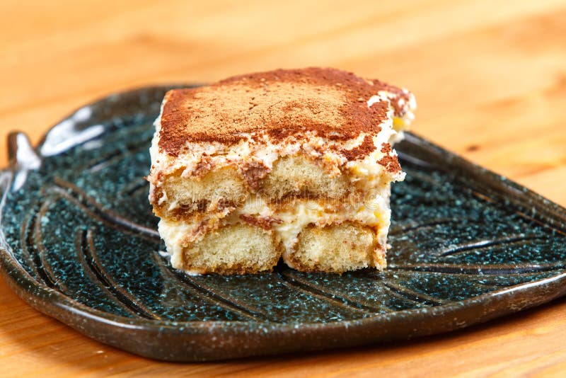 Tiramisu Cake on Decorated Plate Stock Photo - Image of catering, cocoa ...