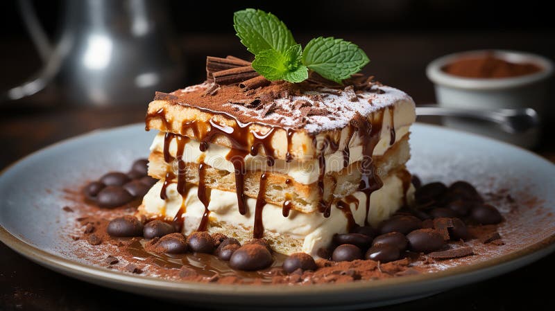 Tiramisu dessert stock illustration. Illustration of sumptuous - 298270559