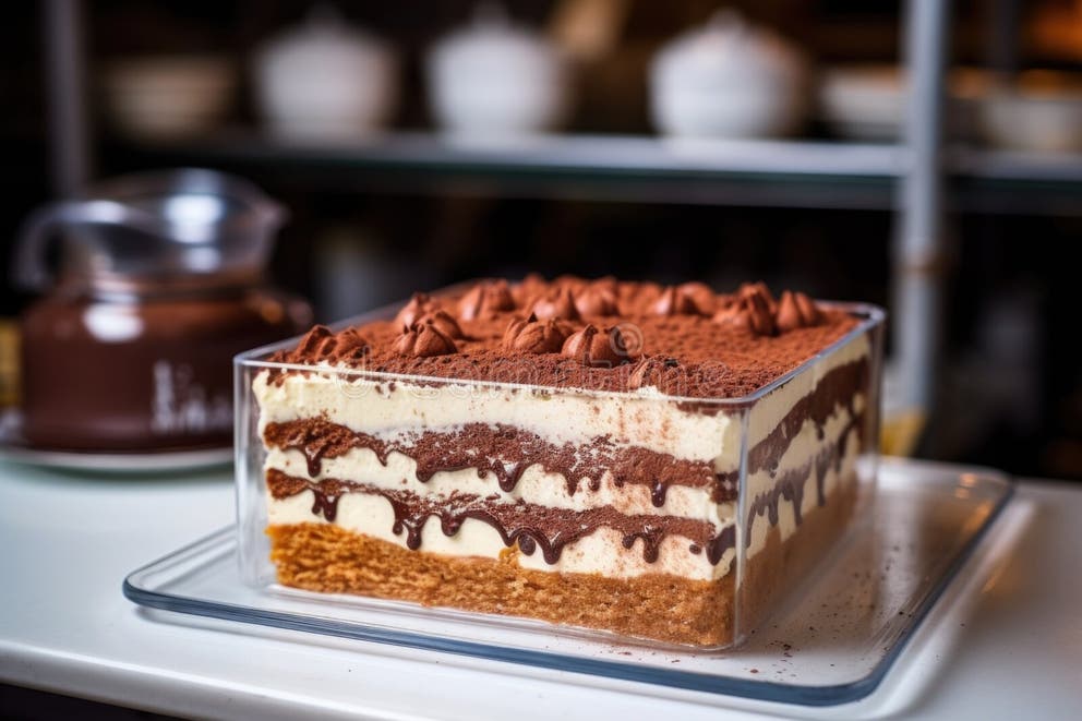 A Tiramisu Pastry on a Bakery Shelf Stock Image - Image of bakery ...
