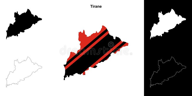 Tirane outline map stock vector. Illustration of counties - 323726871
