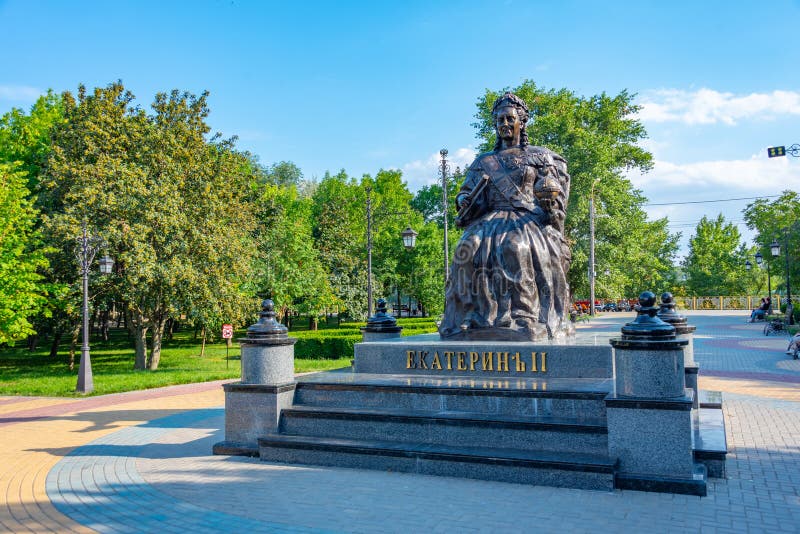 Tiraspol, Moldova, August 24, 2023: Statue of Catherine II in Ti ...