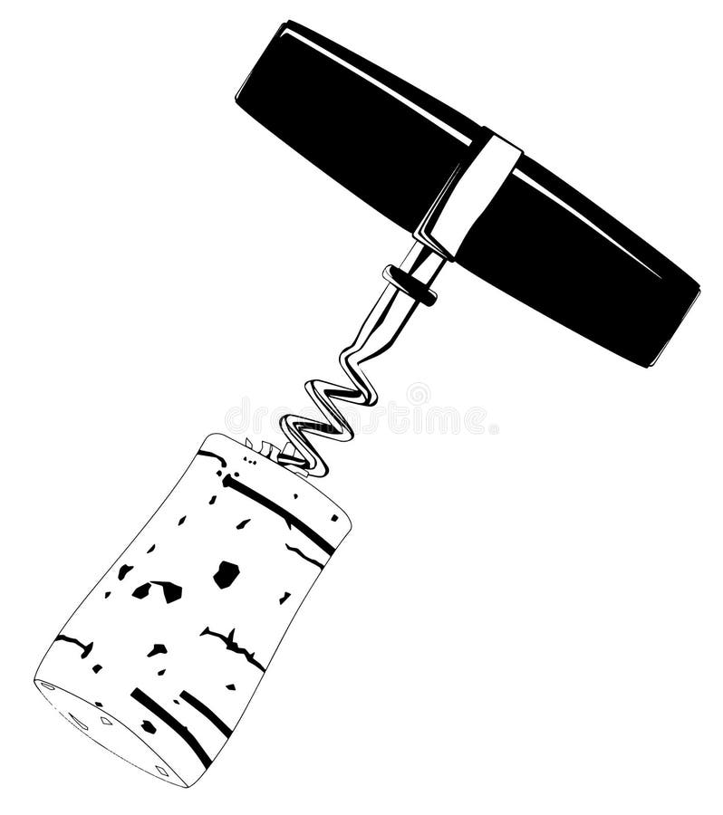 Tire-bouchon Et Cork Drawing Illustration de Vecteur - Illustration du ...