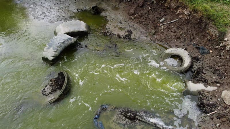 Tire is Dump at Sanitary River Stock Footage - Video of rubbish ...