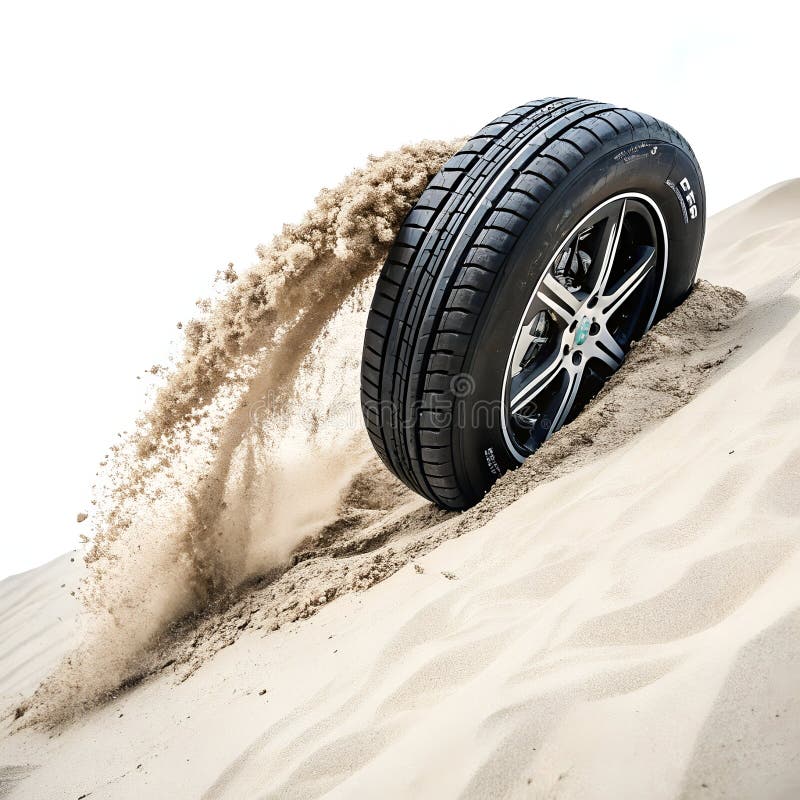 Tire on Dune Sand Isolated on White Background Stock Illustration ...
