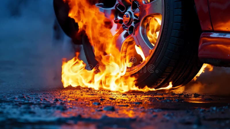 A Car on Fire on the Side of the Road Stock Video - Video of visible ...