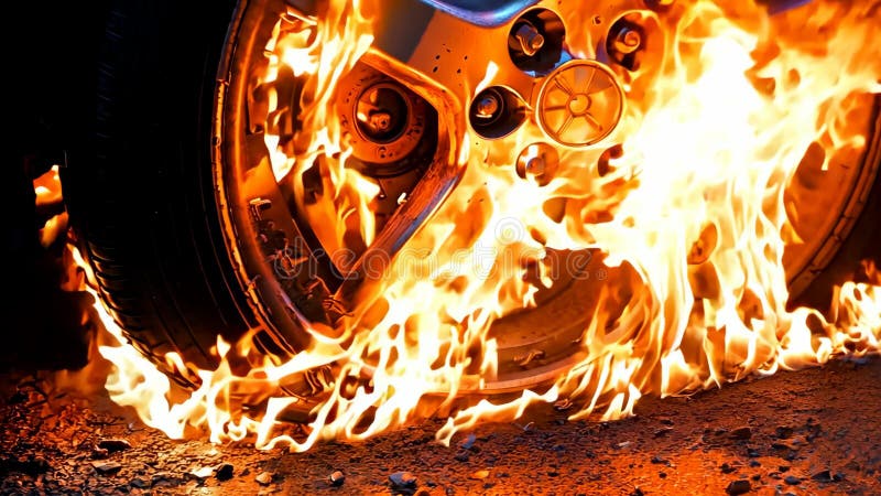 A Car on Fire on the Side of the Road Stock Video - Video of flat ...