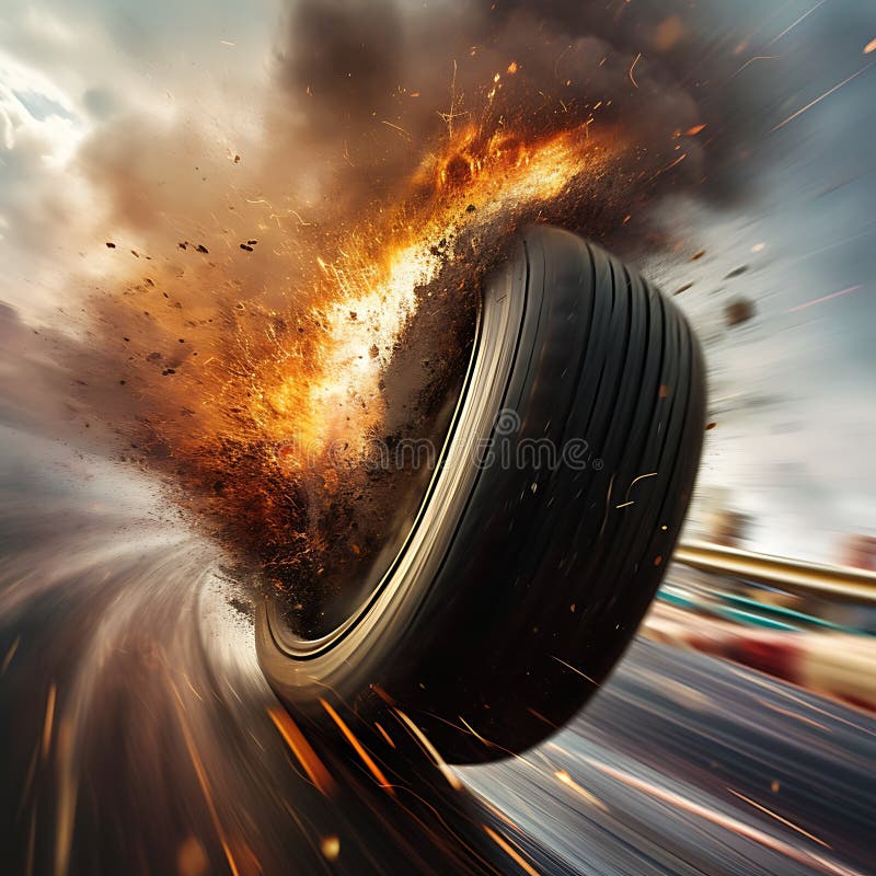 Tire Fire on the Racetrack stock illustration. Illustration of ...