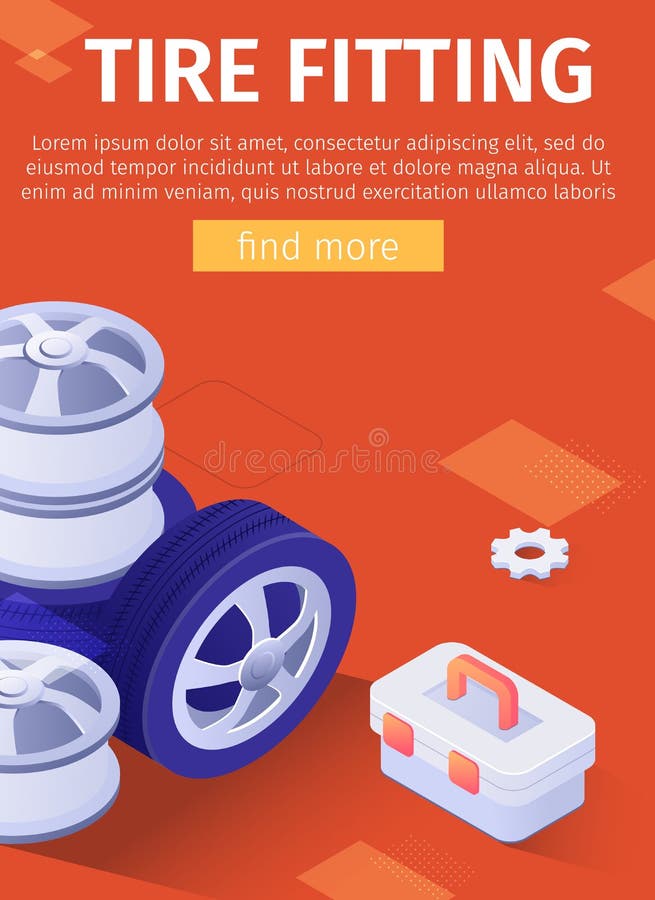 Tire Fitting Advertisement Poster for Mobile App Stock Vector ...