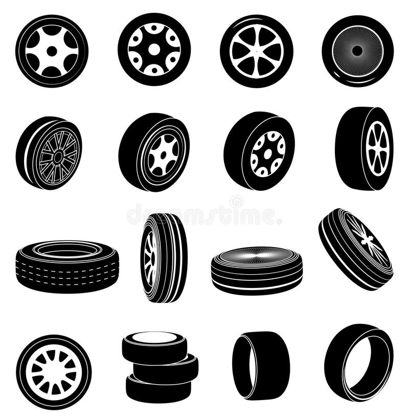 Tire icons set stock vector. Illustration of shop, transportation ...
