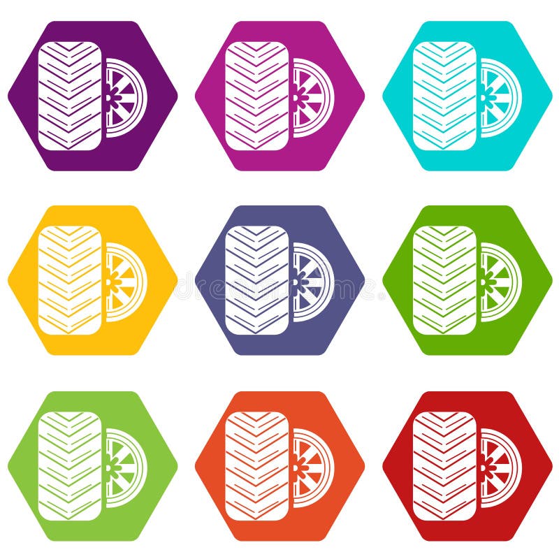 Tire icons set 9 vector stock vector. Illustration of icon - 117031256