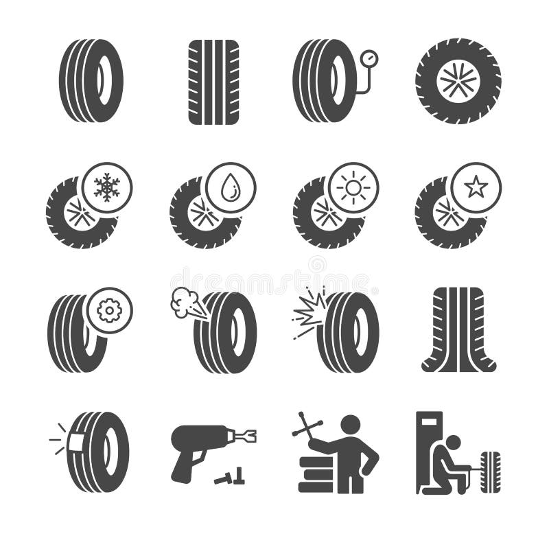 Tire icons set stock vector. Illustration of service - 97045115