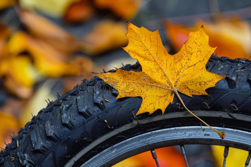 A tire with a leaf on it stock illustration. Illustration of bike ...