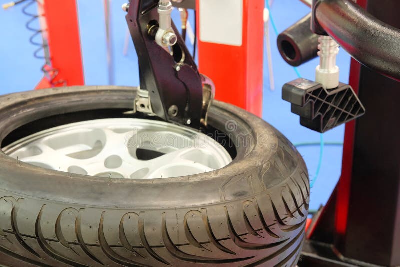 Tire machine stock photo. Image of industrial, garage - 76581228