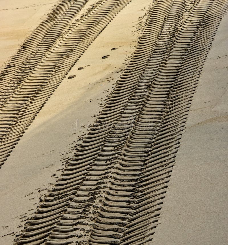Tire marks on the beach stock image. Image of print - 377368823