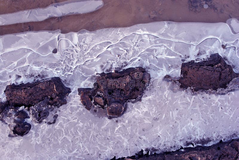 Tire Marks on Soil with Ice Inside on Soil Close Up Detail, Natural ...