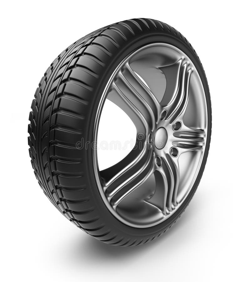 Tire with Metal Wheel. 3D Icon Isolated Stock Illustration ...