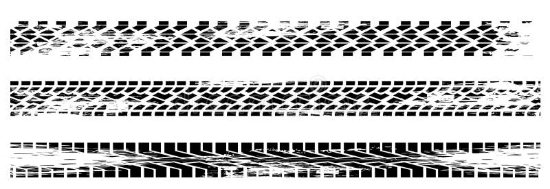 Collection Traces of Tires Black and White. Tire Tracks with Separate ...