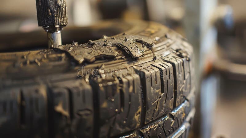 Tire Repair Process Workshop Applying Patch Maintenance Safety Stock ...